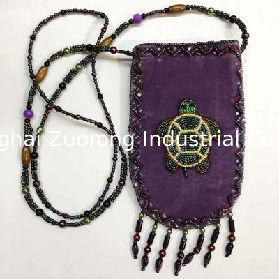 Factory wholesale Vintage Velvet Beaded Cross Body Bag, Hand Made Beaded Velvet Coin Purse,