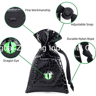 Factory Wholesale Dice Bag Pouch, Leather & Dragon Eye with Drawstring bag, Leather Dice Bags with Dragons Eye Design
