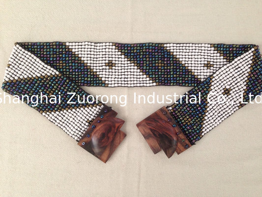 Boho bead stretched Womens belt, pearl beads belt, bohimian bead sash ,wooden buckle wide stretch belt