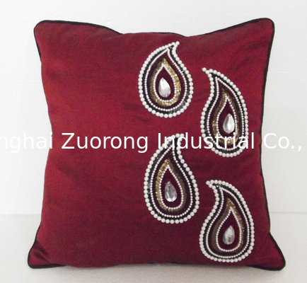 beaded pillows, sequin pillows, beaded cushion, bead pillow, cotton hand embroidery throw pillows,flowers pillow cover