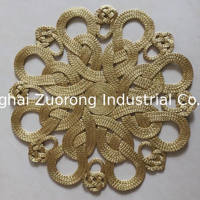 source factory passementerie placemat knotted rope rug Chinese knot weaving flower placemat handmade woven rope mat