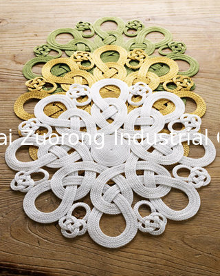 source factory passementerie placemat knotted rope rug Chinese knot weaving flower placemat handmade woven rope mat