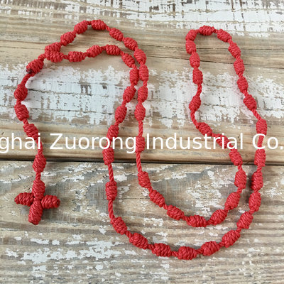 Source factory produce burgundy catholic rosary rope rosary bracelet knotted rosary necklace religious prayer