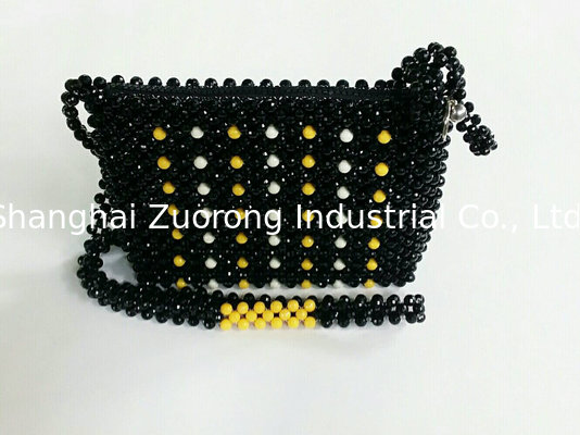 source factory vintage natural wood bead purse beaded crystal bag Acrylic beads shoulder bag handmade beaded pouch