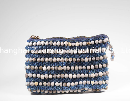 source factory vintage natural wood bead purse beaded crystal bag Acrylic beads shoulder bag handmade beaded pouch