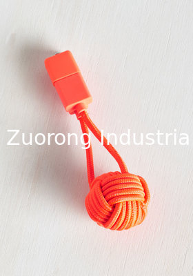 monkey fist knot USB keychain charges for ios&Android devices key cable iphone charging cable and key chain