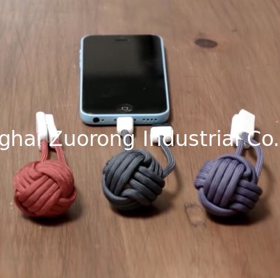 monkey fist knot USB keychain charges for ios&Android devices key cable iphone charging cable and key chain