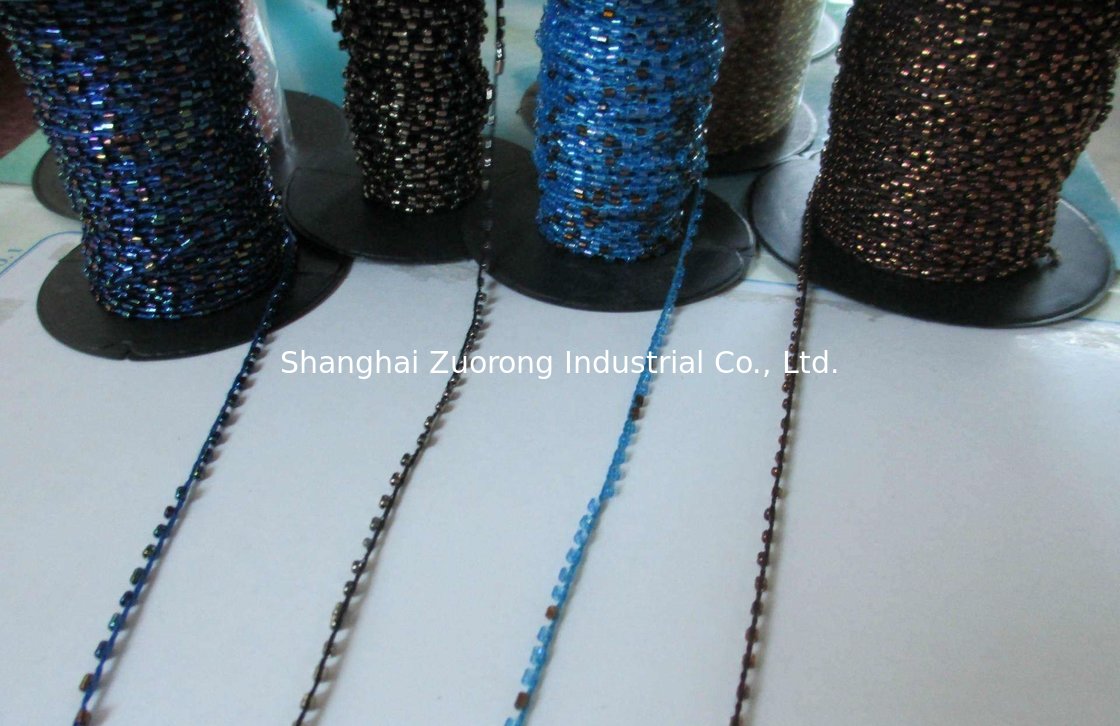 Factory wholesale opaque color glass seed beads chain roll glass bead chain roll For Jewelry Making Garment Making