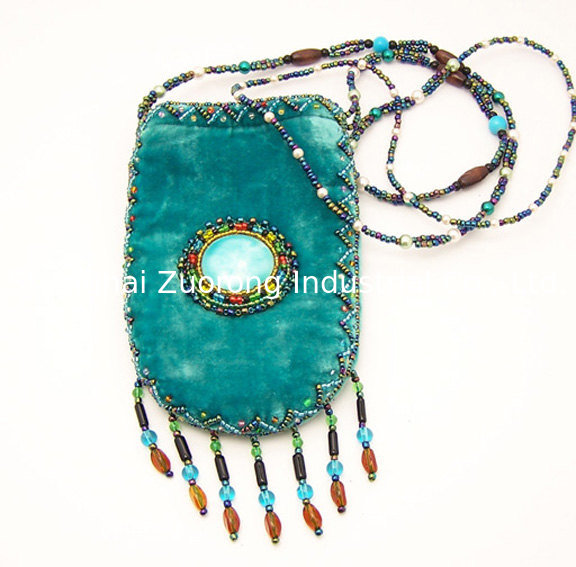 Factory wholesale Vintage Velvet Beaded Cross Body Bag, Hand Made Beaded Velvet Coin Purse,