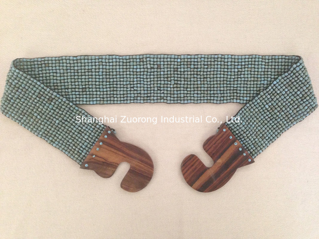 Boho bead stretched Womens belt, pearl beads belt, bohimian bead sash ,wooden buckle wide stretch belt