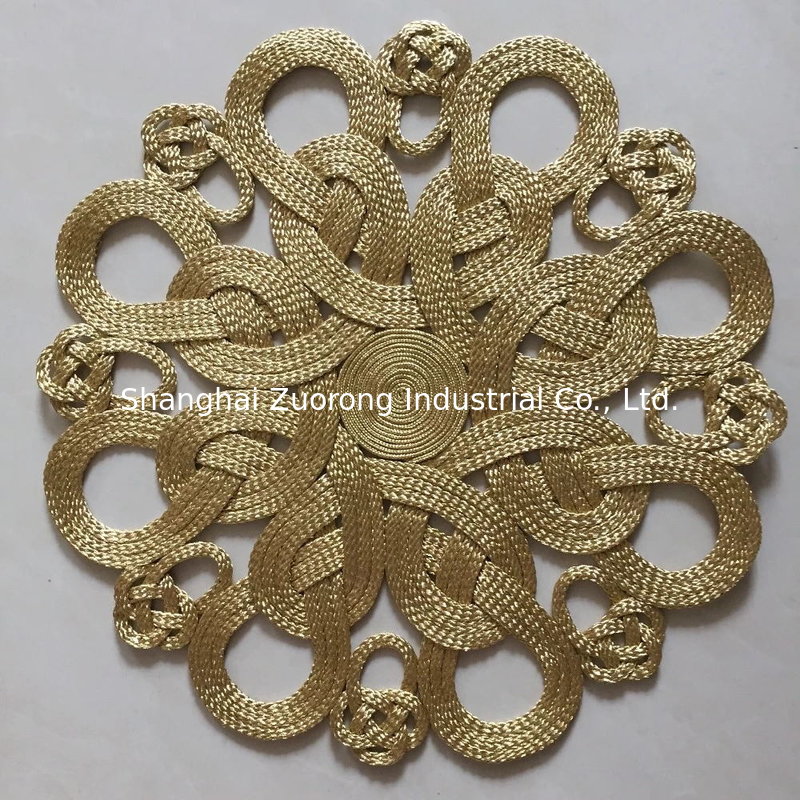 source factory passementerie placemat knotted rope rug Chinese knot weaving flower placemat handmade woven rope mat