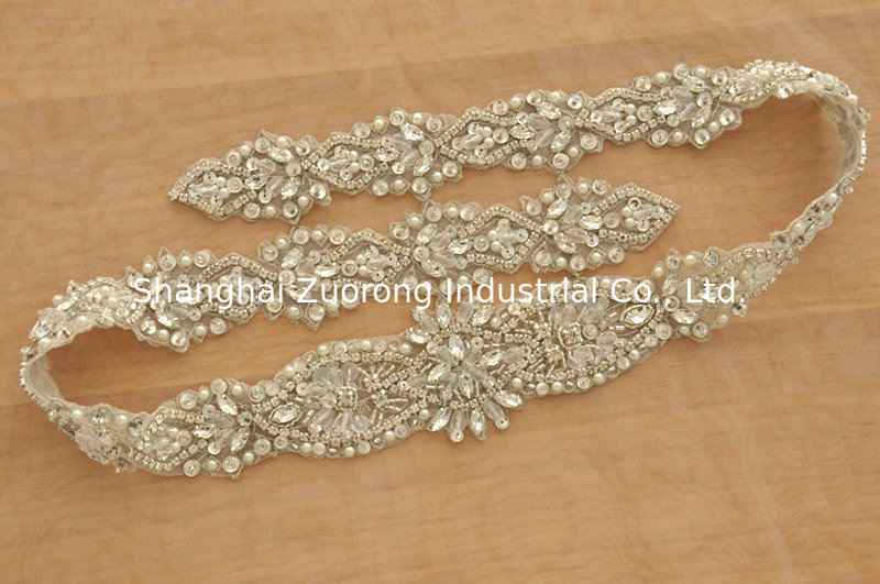 source factory Pearl Bridal Belt Crystal Wedding Sash Rhinestone Wedding Dress applique Beaded Bridal Belt Sakura Sash