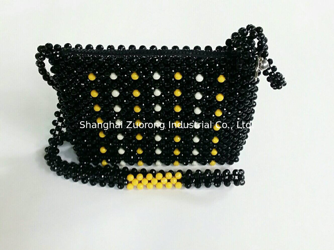 source factory vintage natural wood bead purse beaded crystal bag Acrylic beads shoulder bag handmade beaded pouch