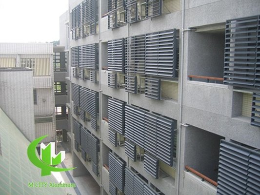 M-CITY aluminum Aerofoil sun louvre used for facades horizontal fixed louver 300mm width