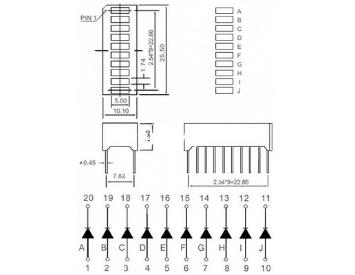Wholesales factory price top quality super natural white 10 segment digital led graph display