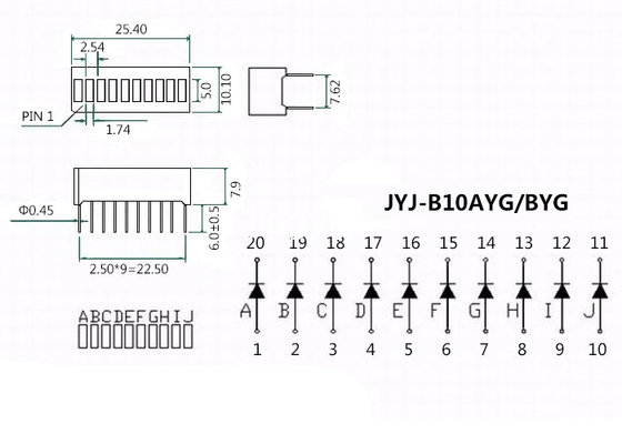 10 Segment LED Graphic-Bar Array Display Super Green 10 Bar LED Displays for measuring instruments