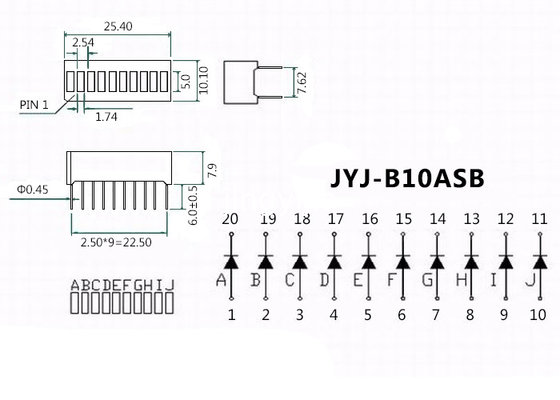 Cheap price 10segments led graph display super blue brightness led numeric bar display common cathode