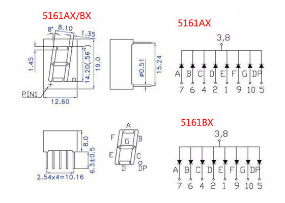 5161AS 7 segments LED numeric Module display Common Cathode Red Graphic Display