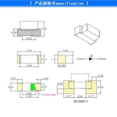 0603 1206 Flip Chip SMD LED Components 4000 pcs per tape with customized colors