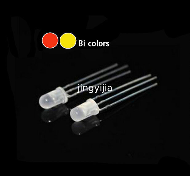Super brightness bi-color red yellow 3 pins white diffused led diodes